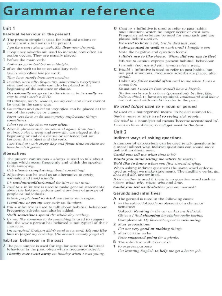 GRAMMAR REFERENCE - READY FOR FIRST | PDF