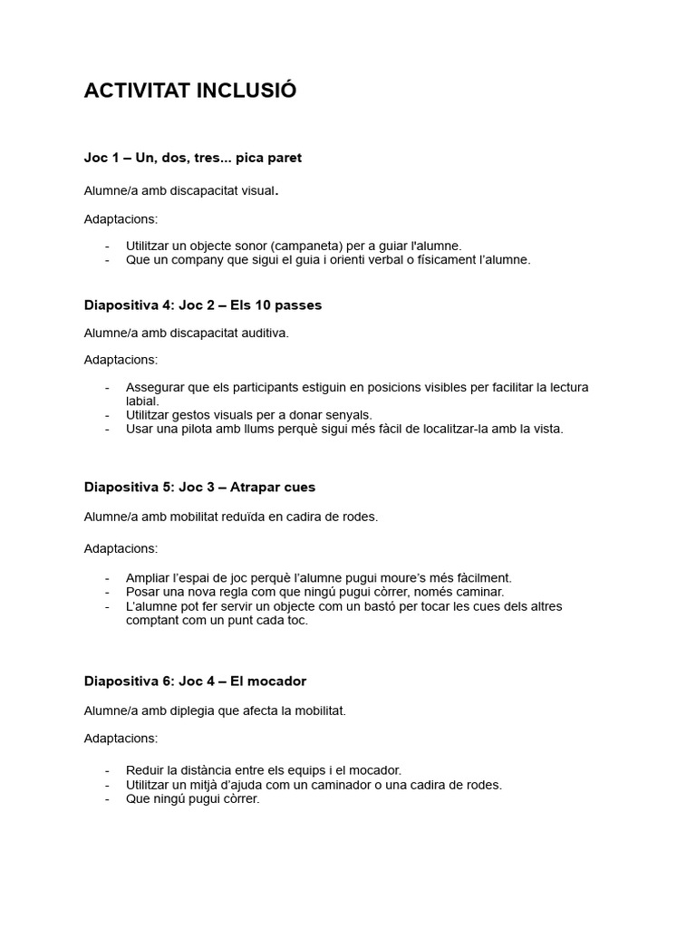 Activitat Inclusió | PDF