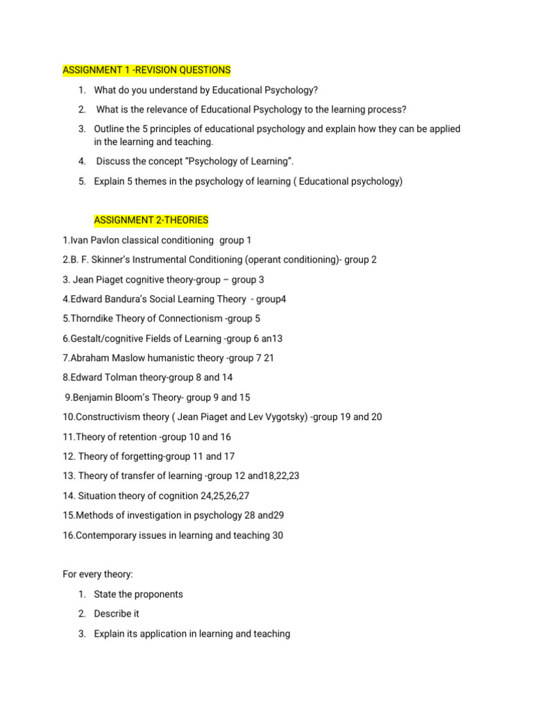ASSIGNMENT - FOR GROUPs | PDF