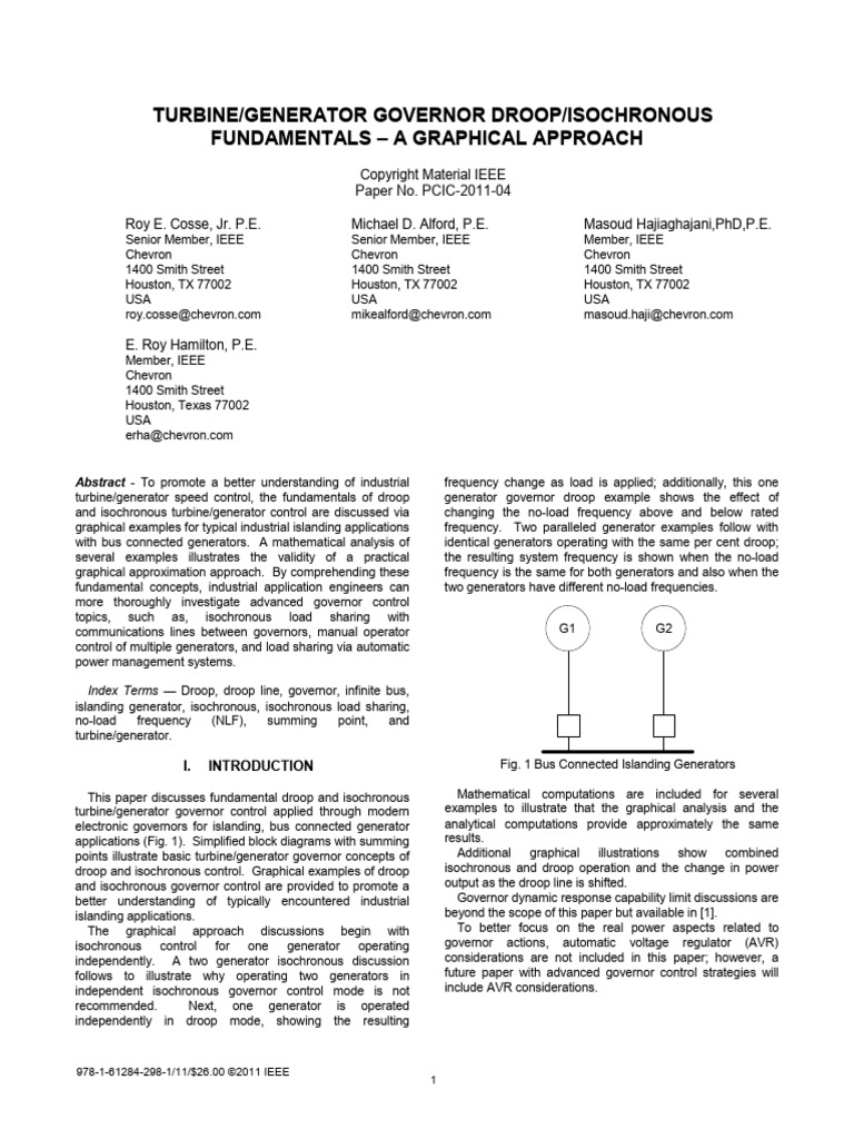 Turbine Generator Governor Droop Isochronous Fundamentals - A Graphical ...