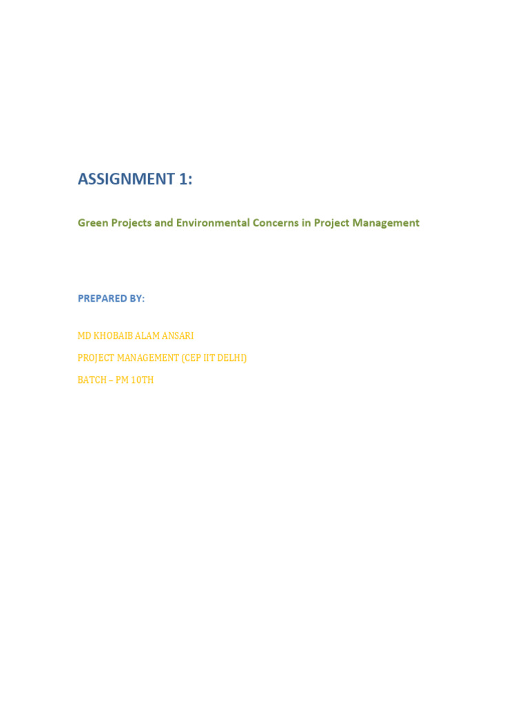 Assignment1 - Green Projects and Environmental Concerns | PDF ...