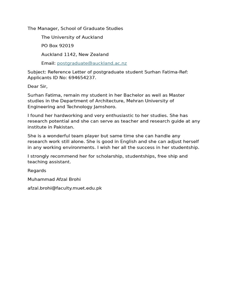 Surhan Fatima Cover Letter | PDF