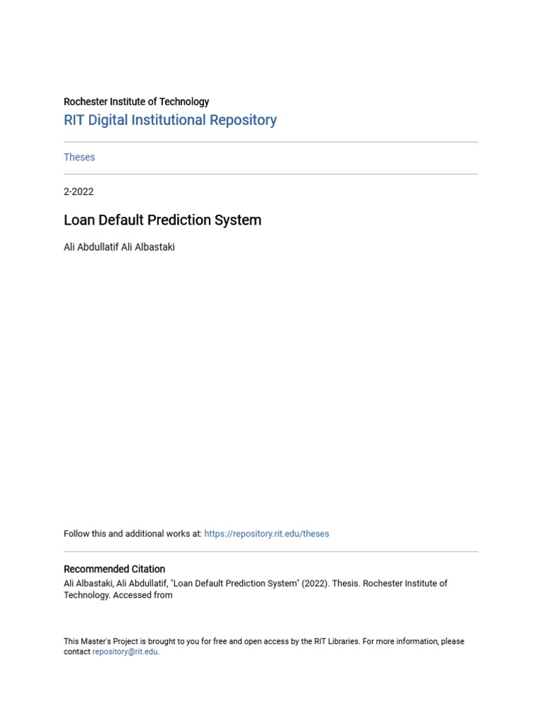 Loan Default Prediction System | PDF | Loans | Data Analysis