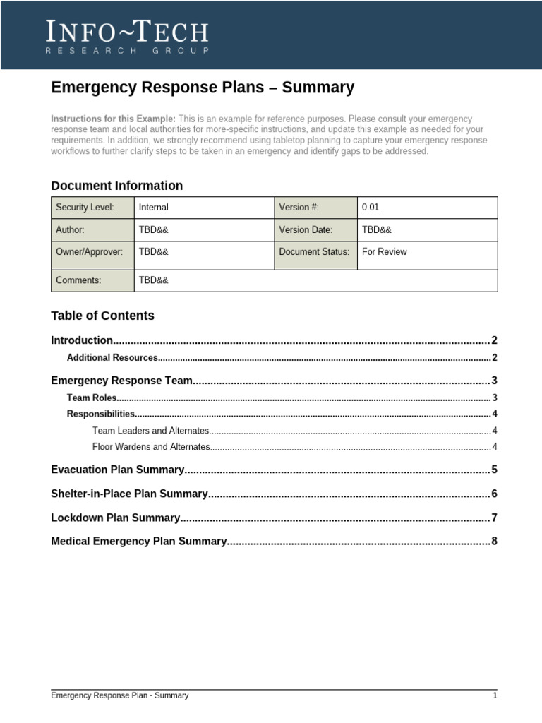 It Emergency Response Plan Summary | PDF | Emergency Evacuation | Emergency