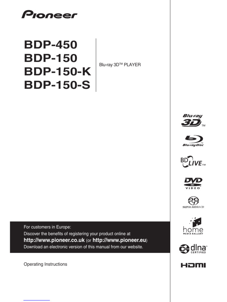 Pioneer BDP 450 | PDF | Blu Ray | Dvd