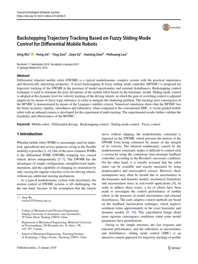 2019-Backstepping Trajectory Tracking Based on Fuzzy Sliding Mode Control for Differential ...