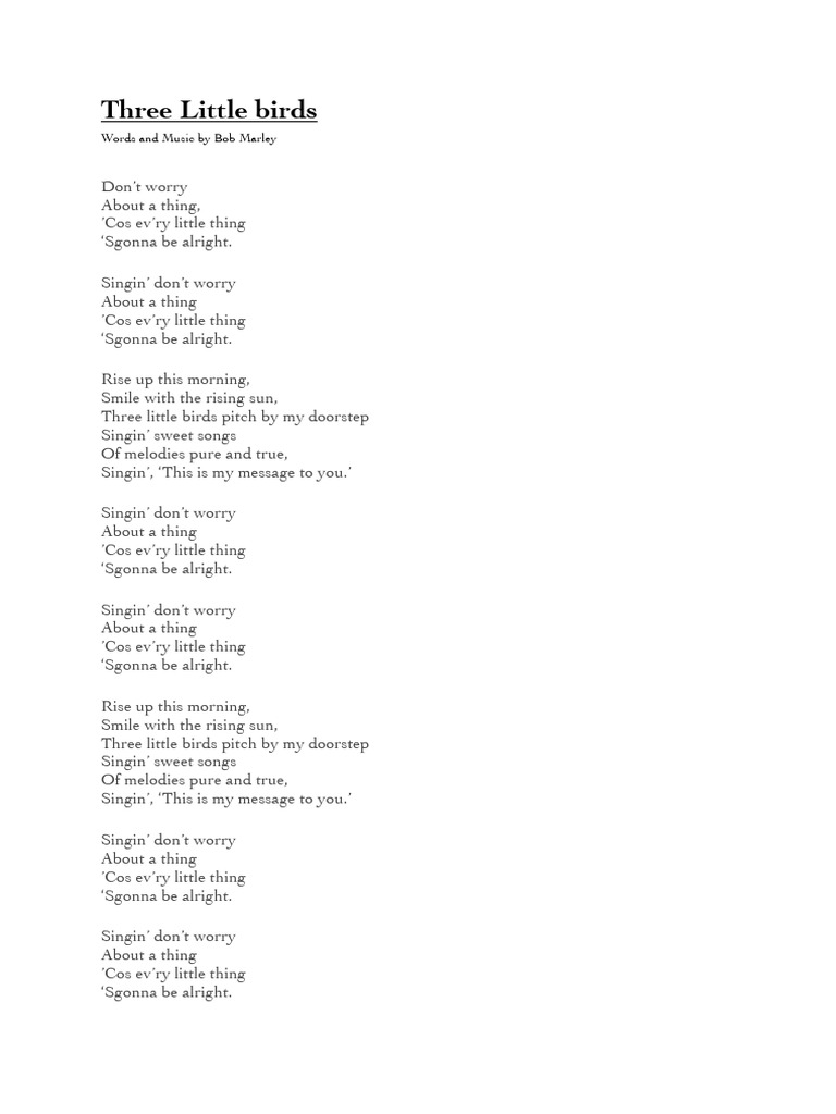 Three Little Birds Lyrics Only | PDF