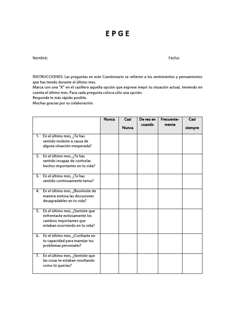 Cuestionario de Evaluación Emocional | PDF
