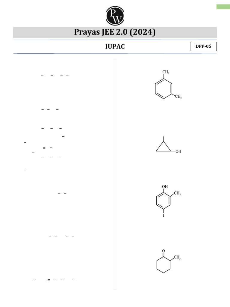 IUPAC _ DPP 05 __ JEE 2.0 2024 | PDF | Methyl Group | Functional Group
