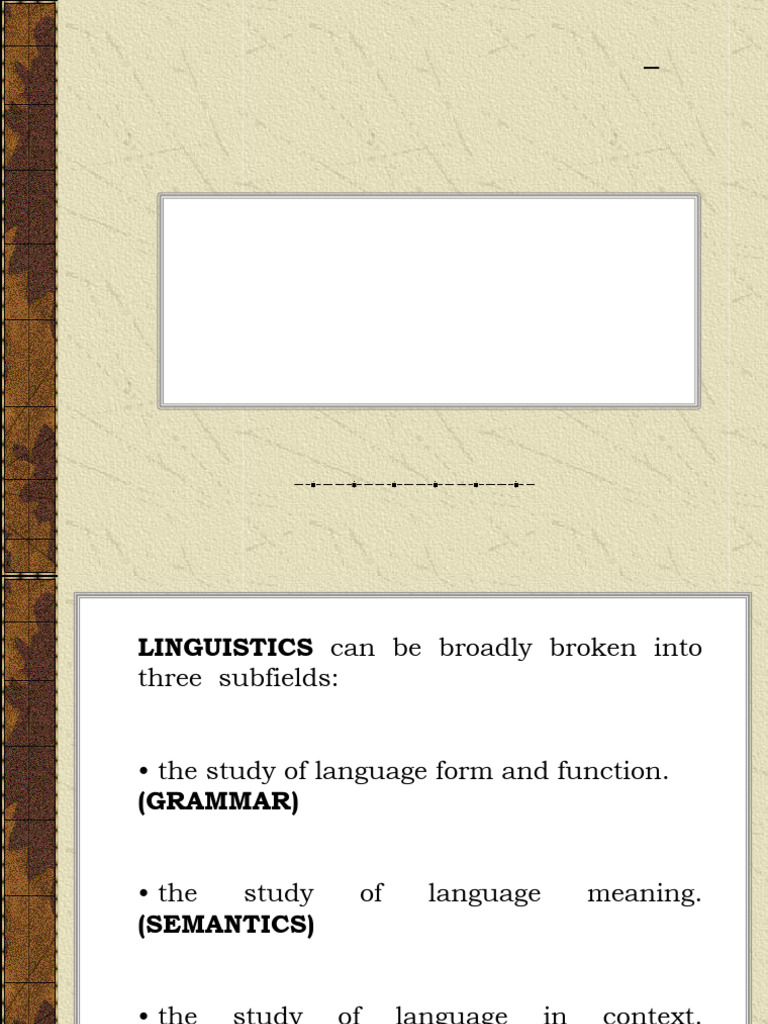 Unit I - Linguistics - Areas of Study | PDF