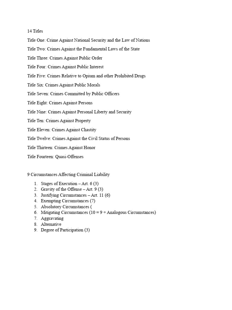 Criminal Law 2 Recit Notes | PDF | Crimes | Crime & Violence