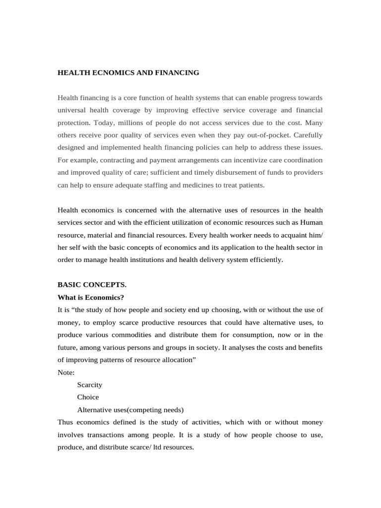 Introduction To Health Economics | PDF | Economics | Microeconomics