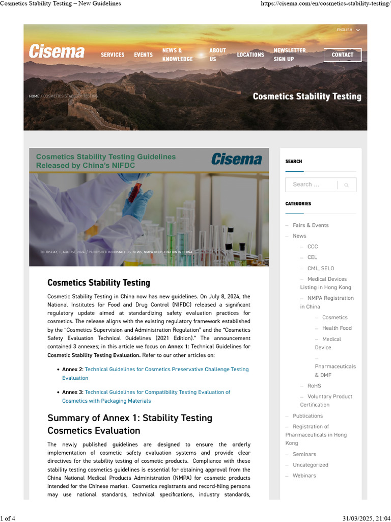 Cosmetic Stability Testing Guidelines | PDF | Cosmetics | Medical Device