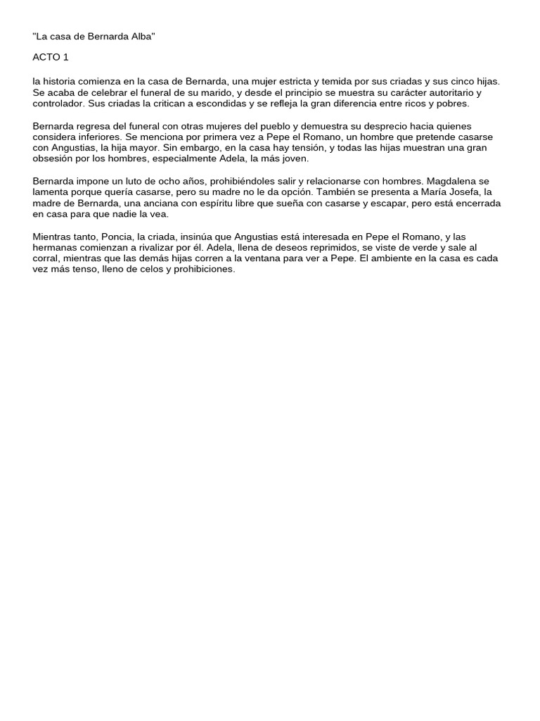 La Casa de Bernarda Alba ACTO 1 | PDF