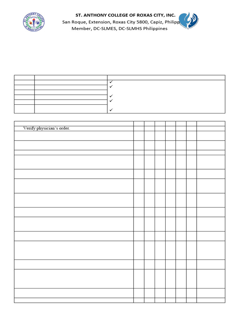 Intradermal Injection Checklist | PDF | Injection (Medicine) | Syringe