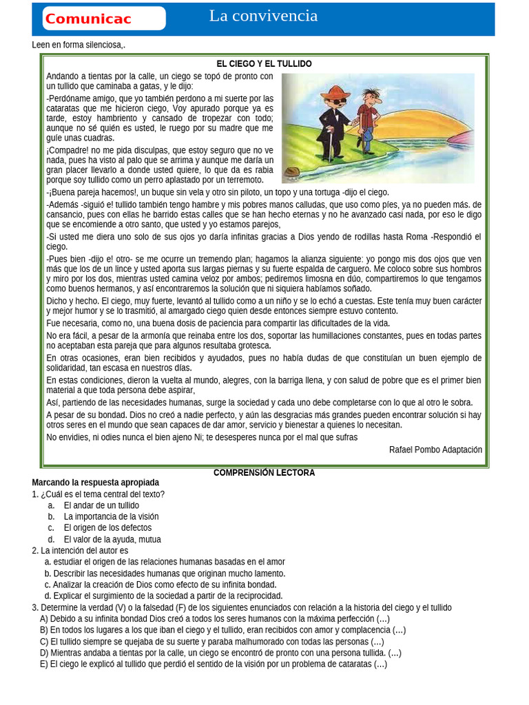 Solidaridad entre el ciego y el tullido | PDF | Amor