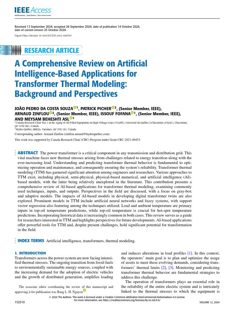 A Comprehensive Review On Artificial Intelligence-Based Applications For Transformer Thermal ...