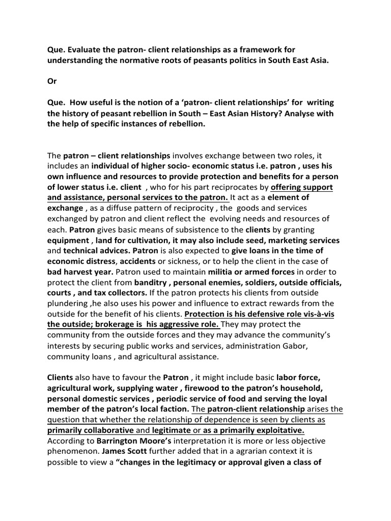 Patron Client Relationships | PDF | Taxes | Peasant