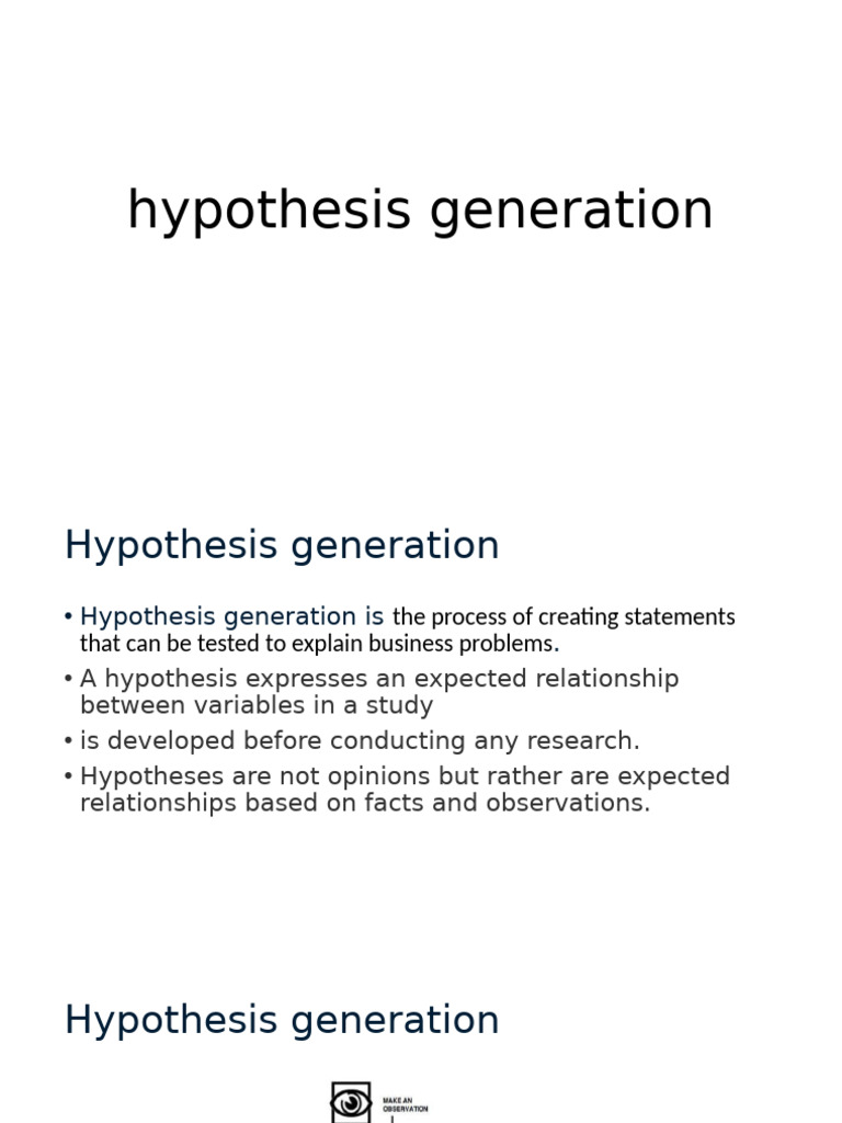 Business Analytics Hypothesis Generation | PDF | Hypothesis | Type I ...