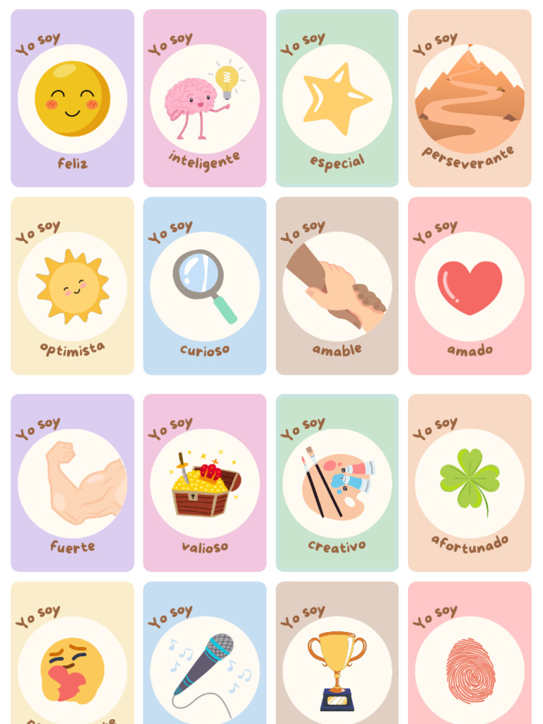 Tarjetas Educativas de Afirmaciones Positivas Animado Colorido | PDF