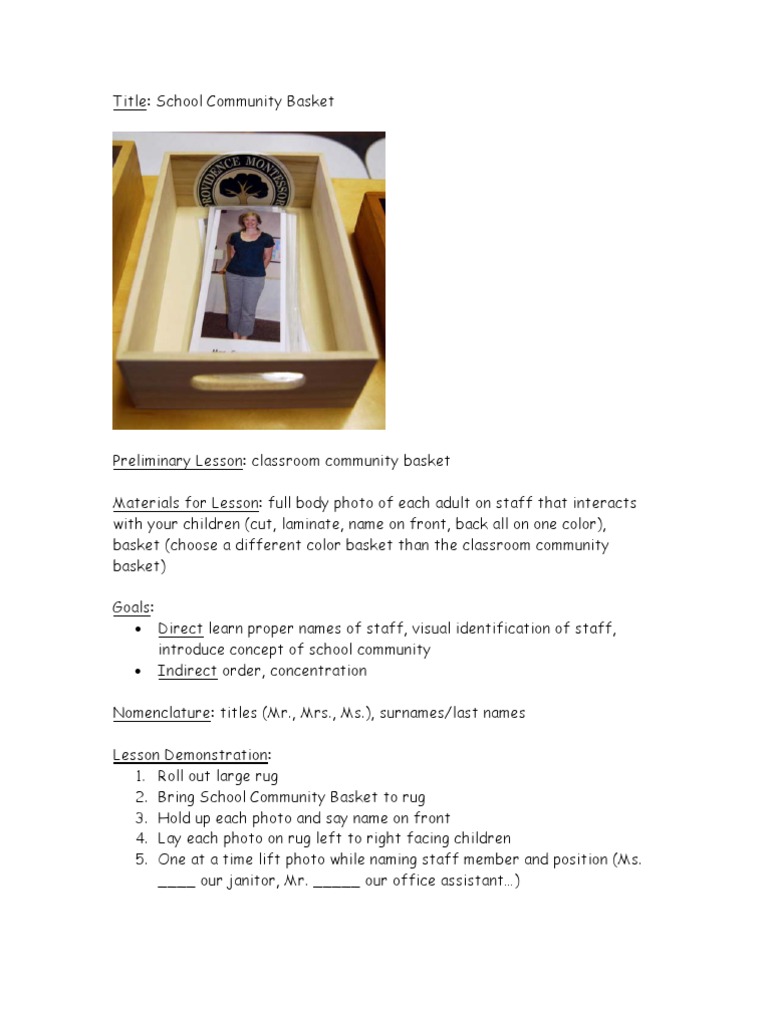 School Community Basket #3 | PDF