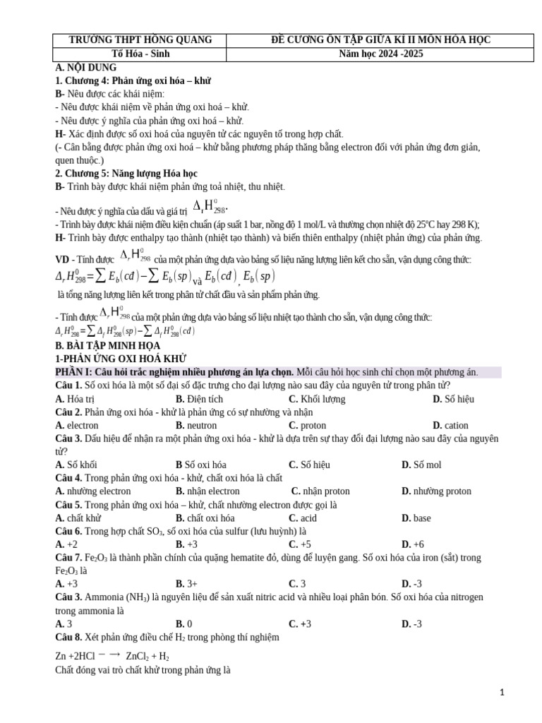 ĐỀ CƯƠNG 10- GK2-HS - 2025 (1) | PDF