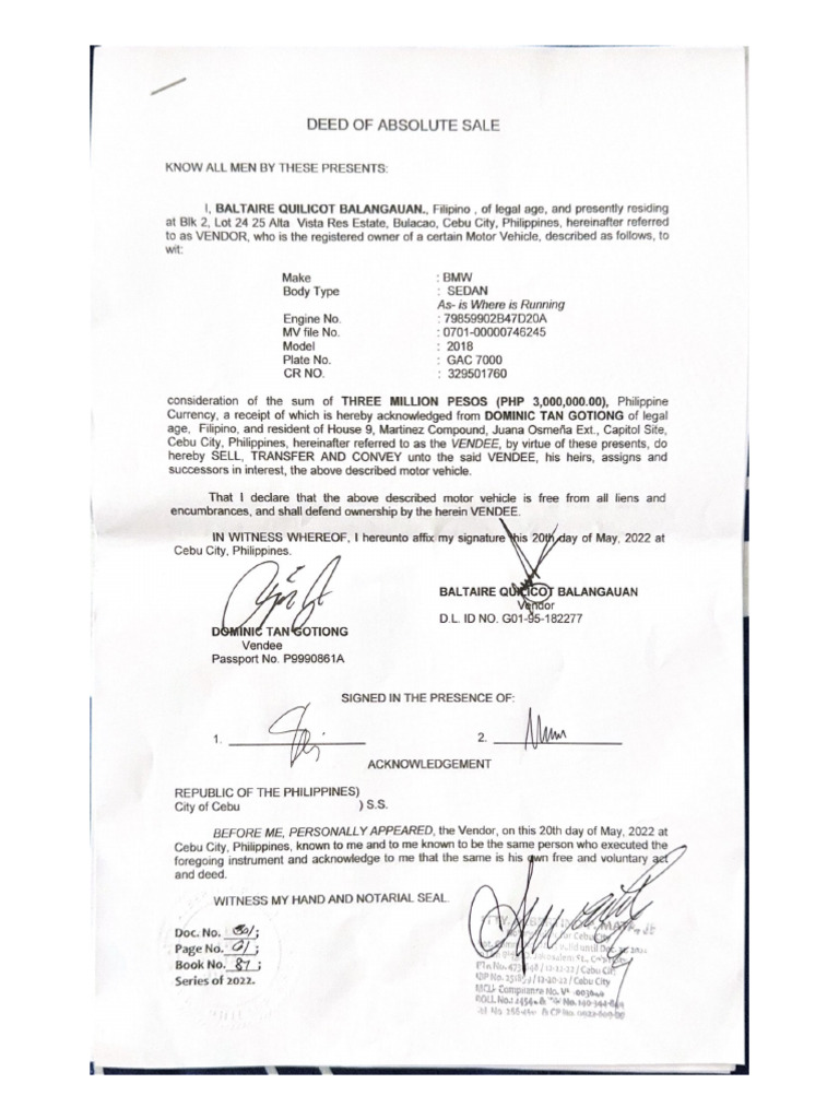 Deed of Absolute Sale | PDF