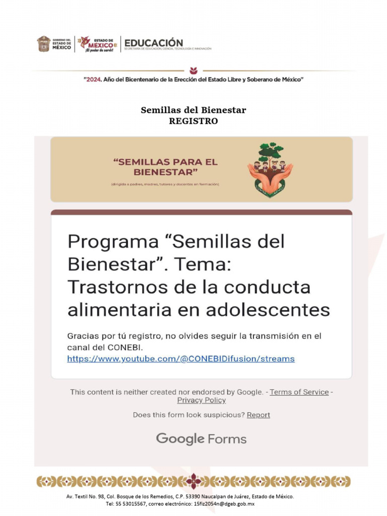 Registro Semillas Del Bienestar | PDF