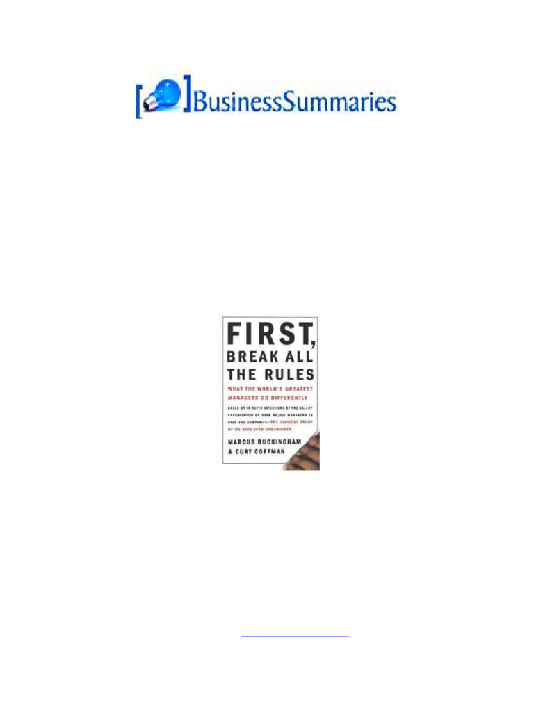 First Break All The Rules What The World | PDF | Motivation | Motivational