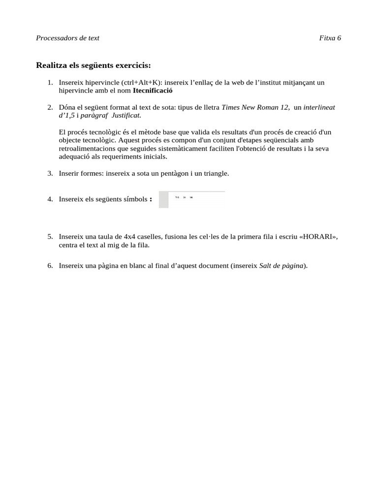 Fitxa 6 Processadors de Text | PDF