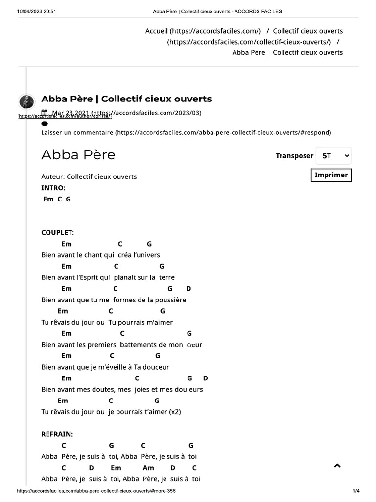 Abba Pere Partition Guitare | PDF