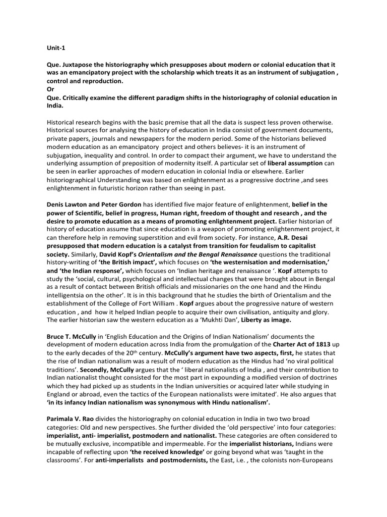 Unit_1_J_History_of_Education | PDF | Colonialism | Historiography