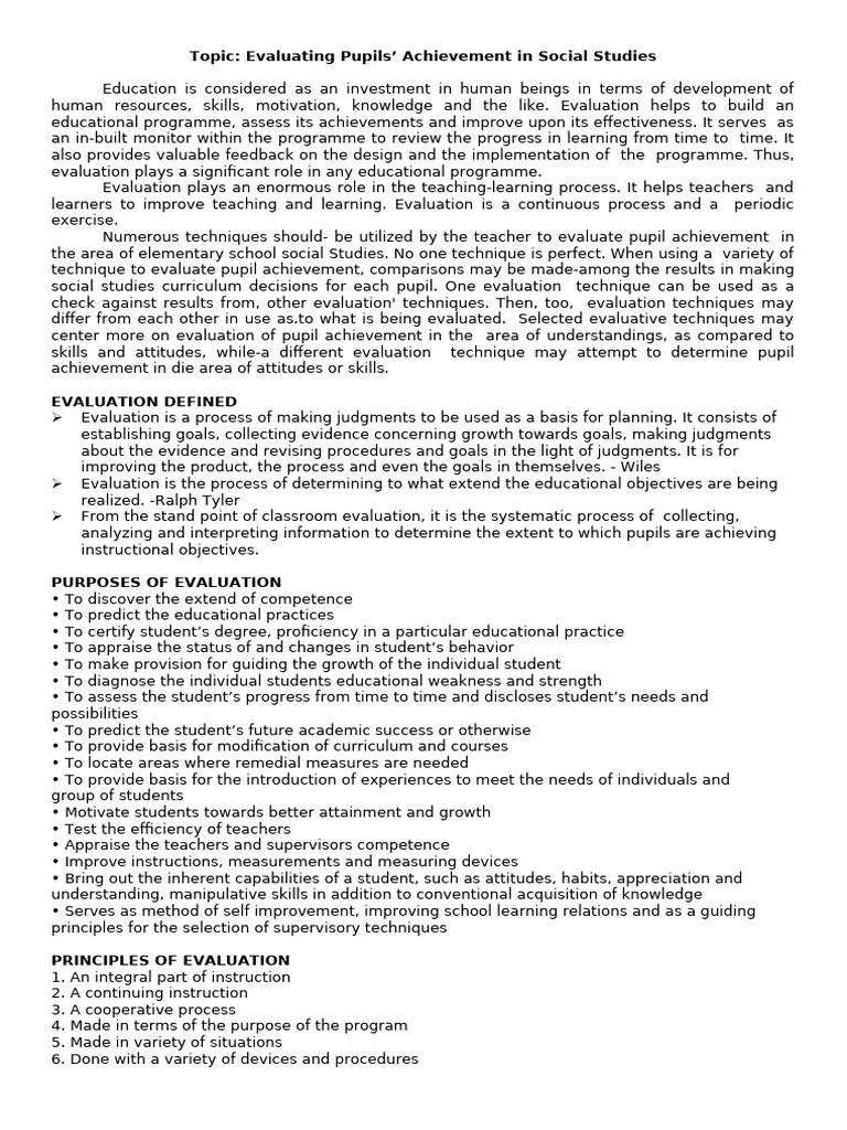 Evaluation Social Studies | PDF | Educational Assessment | Evaluation