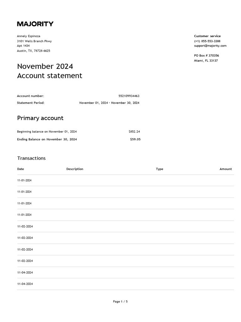 November 2024 Account Statement Summary | PDF | Payments | Debit Card
