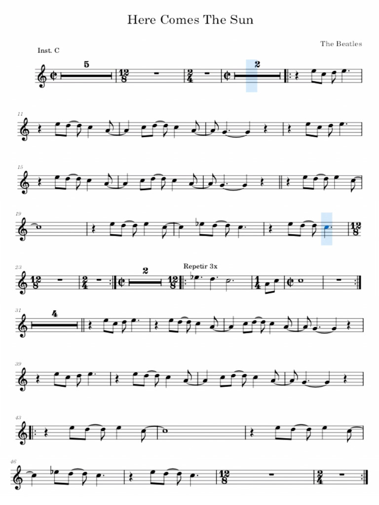 Here Comes The Sun Bossa Nova | PDF