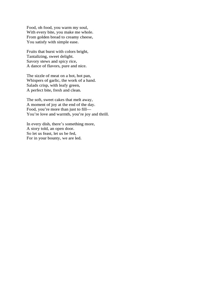 Food Poem | PDF