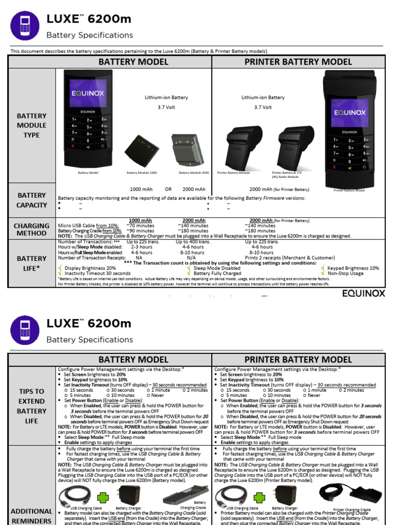 Luxe6200m Battery Specifications | PDF | Usb | Battery Charger