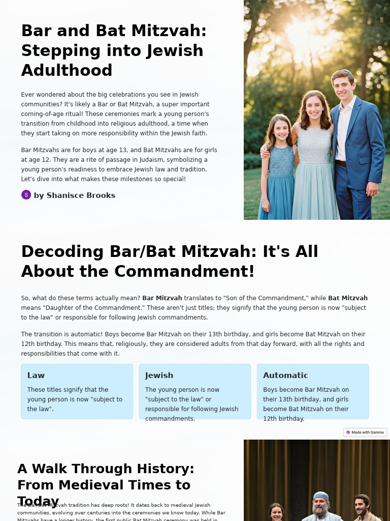 Bar and Bat Mitzvah Stepping Into Jewish Adulthood | PDF | Jewish Prayer | Jewish Belief And ...