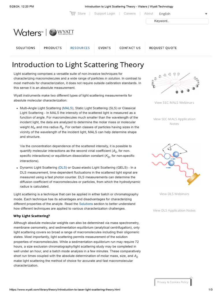 Light Scattering Techniques Overview | PDF | Applied And ...