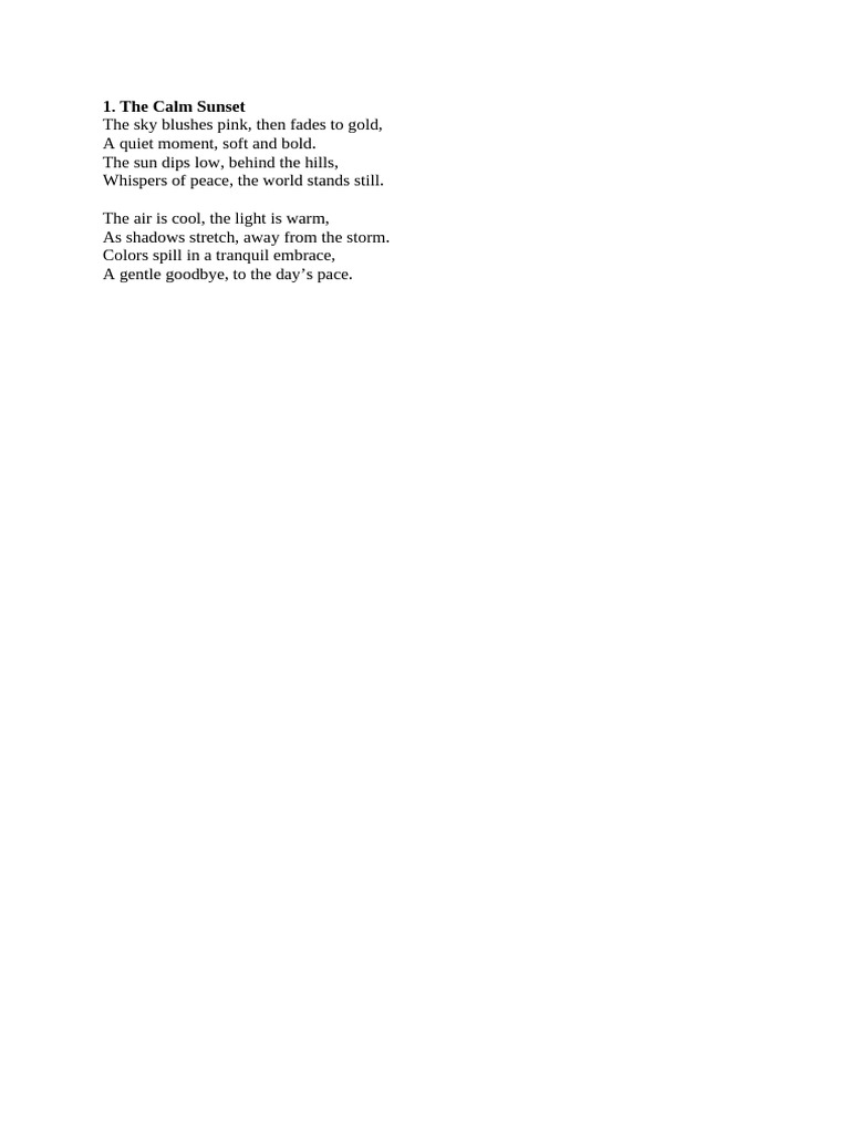 Poems About Sunsets | PDF
