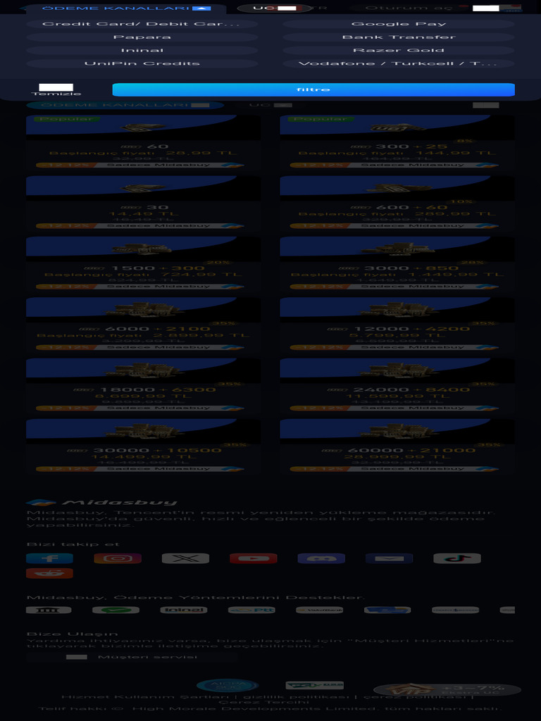 PUBG Mobile UC Türkiye Resmi 5 Bonus Midasbuy | PDF