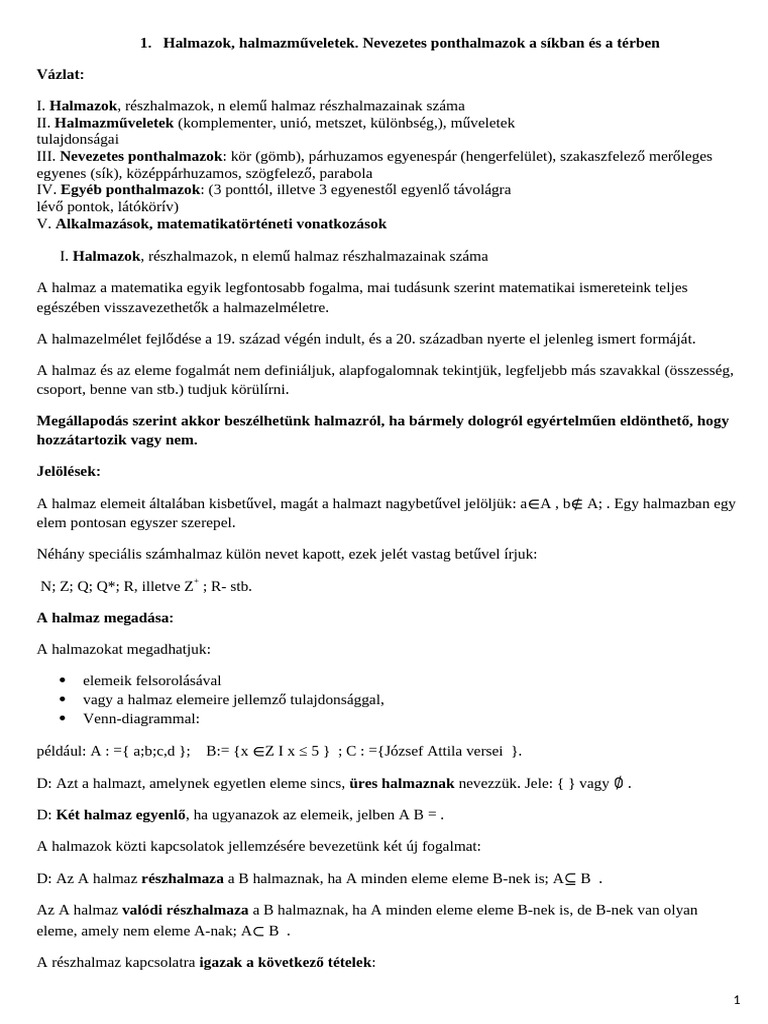 1 - Halmazok | PDF