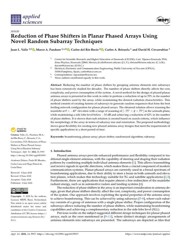 Reduction of Phase Shifters in Planar Phased Array | PDF | Antenna ...