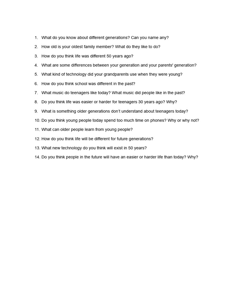 Conversation Questions | PDF