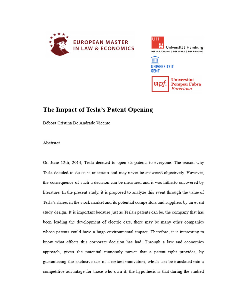 EMLE Thesis Vicente Debora 1 | PDF | Patent | Electric Vehicle