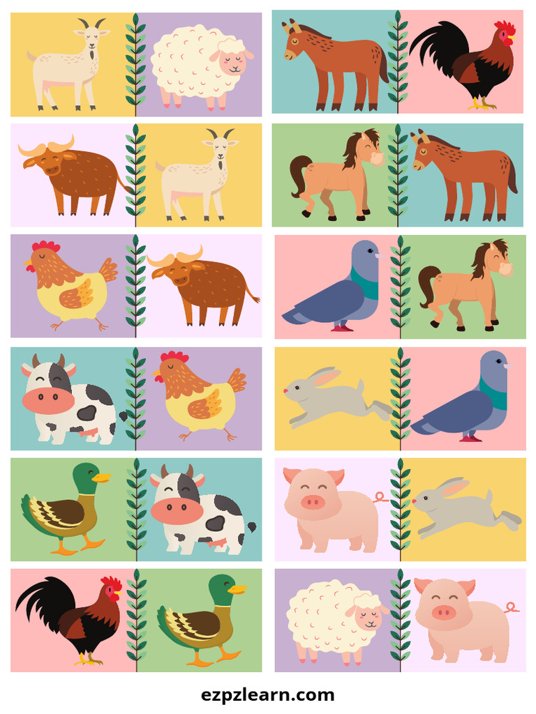 Farm Animals Dominoes Game Images PDF | PDF