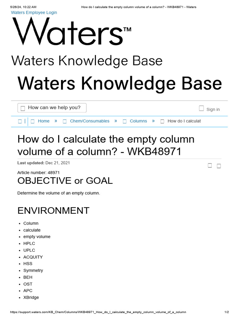 How Do I Calculate The Empty Column Volume of A Column - WKB48971 ...