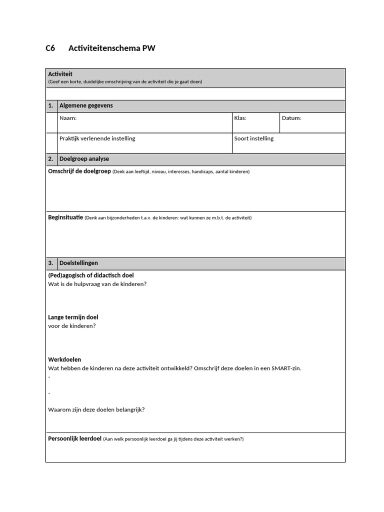 C5 Activiteitenschema PW (2) | PDF