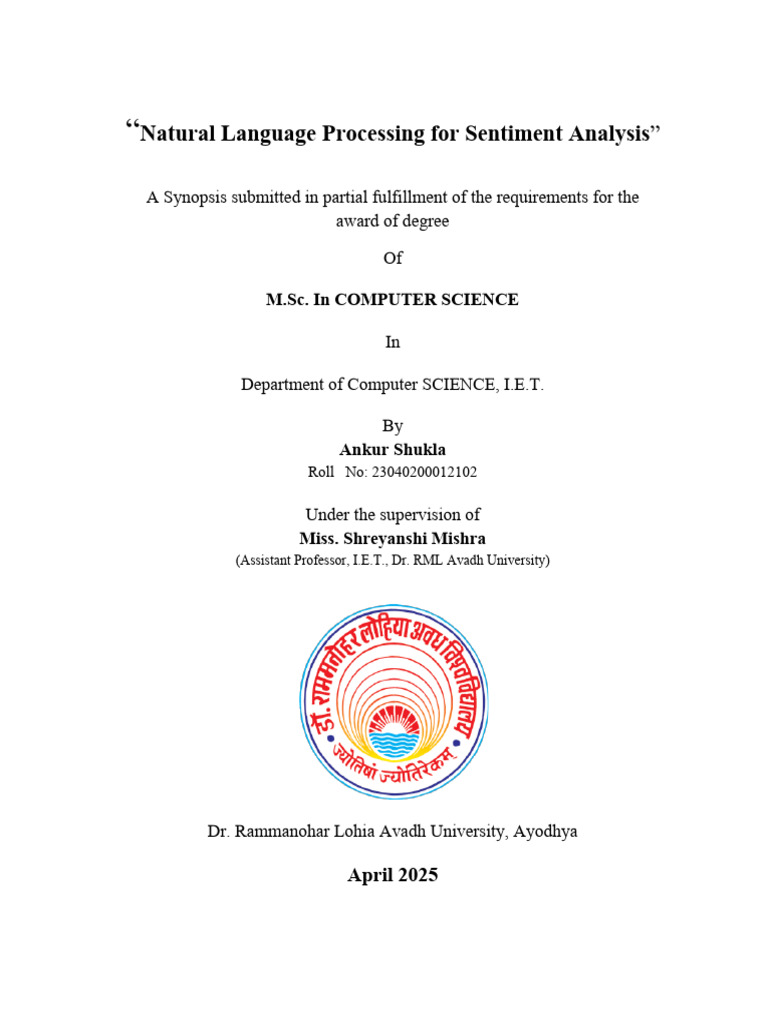 Natural Language Processing For Sentiment Analysis - Ankur Shukla | PDF | Deep Learning ...