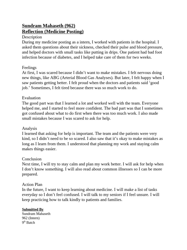Intern Reflections on Medicine Posting | PDF
